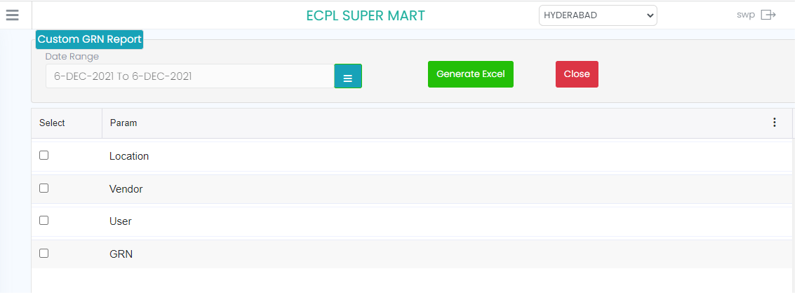 All the Parameters are Multi selection, that a user can select one or ...